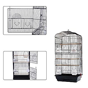 YJJT Bird House Pole Bird Cages for Parakeets - Black Bird Nest Aviary Habitat for Outside Hanging - Bird Bath for Cage Indoor Breeding Fun, Spacious Enough, Easy to Clean, Decor Metal Wall