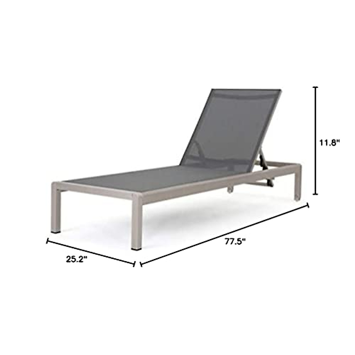 Christopher Knight Home Cape Coral Outdoor Mesh Chaise Lounge, Silver / Dark Grey