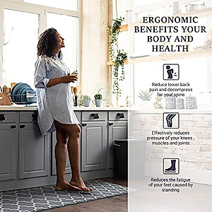 WISELIFE Kitchen Mat Cushioned Anti-Fatigue Kitchen Rug, 17.3"x 59" Waterproof Non-Slip Kitchen Mats and Rugs Heavy Duty Ergonomic Comfort Mat for Kitchen, Floor Home, Office, Sink, Laundry, Grey