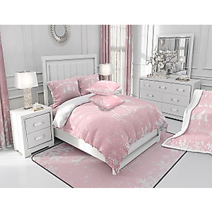 Pink Christmas Bed Sheets Set Merry Christmas Tree Sheet Set for Kids Boys Girls Teens Room Decorations Santa Claus Sheets with Deep Pocket Fitted Sheet Full Size Xmas Deer Elk Bedding Set 4Pcs