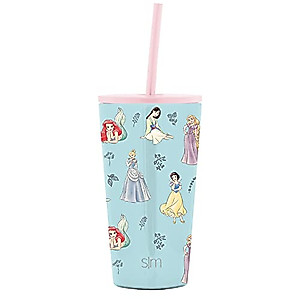 Simple Modern Disney Insulated Tumbler Cup with Flip Lid and Straw Lid | Gifts for Women Men Reusable Stainless Steel Water Bottle Travel Mug | Classic Collection | 16oz Princesses Royal Beauty