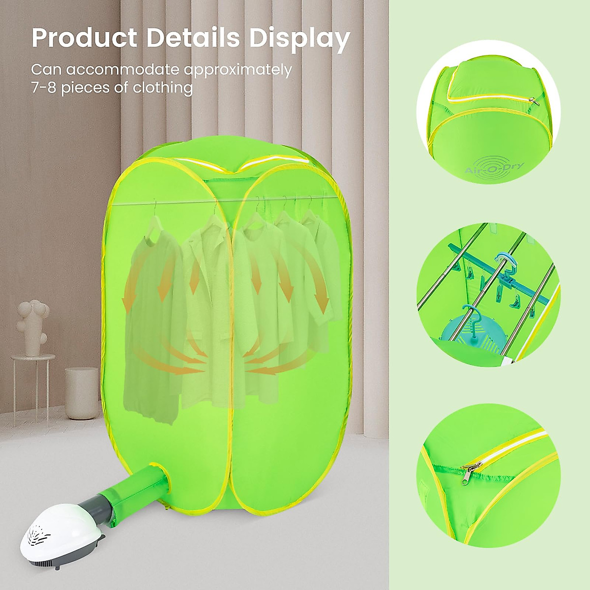 Portable Clothes Dryer, Electric Air Clothing Drying Machine, Folding Fast Drying Machine with Heater for Home Dormitory Travelling Apartments