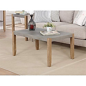 Alaterre Furniture Newport 36" L Faux Concrete and Wood Coffee Table