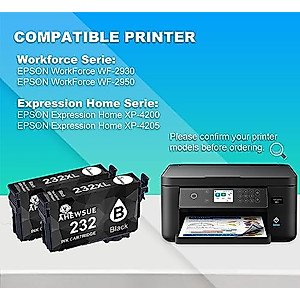 232XL Ink Cartridges Remanufactured Replacement for Epson 232 XL Black Ink Cartridges for XP-4200 XP-4205 WF-2930 WF-2950 Printer(2 Black 232XL Ink Cartridges)