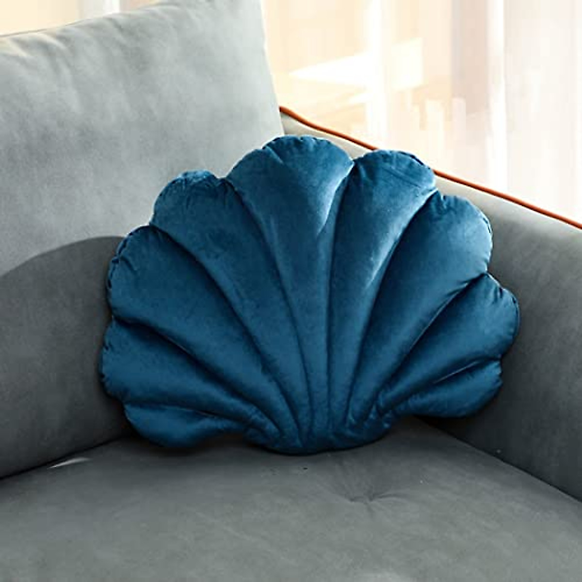 HXIYAN Shell Pillow car Sofa Bedroom Cushion Office Accessories Props (14.9in*11in, Navy Blue)