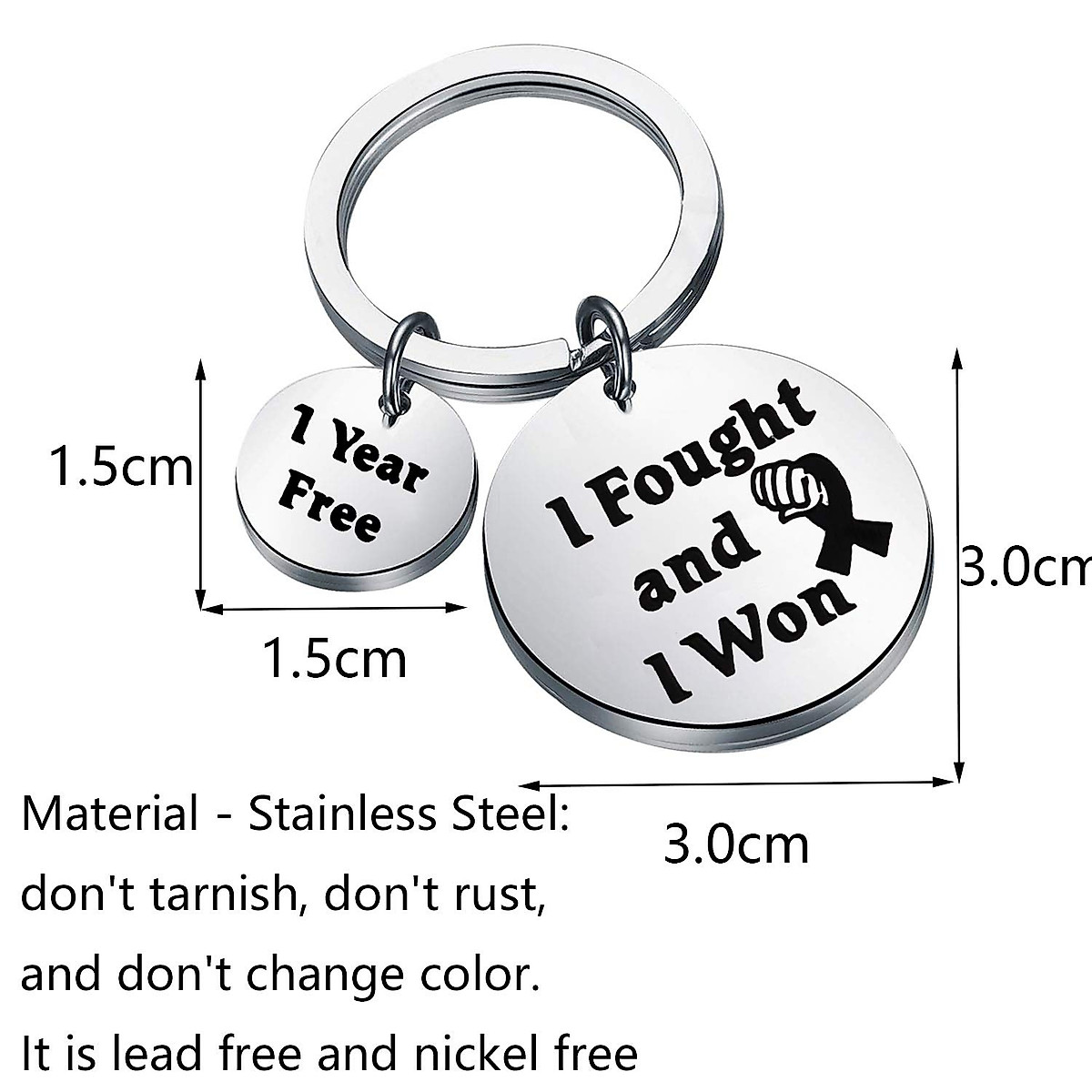 TGBJE Cancer Survivor Gift I Fought and I Won Survive Ribbon Gift Cancer Awareness Gift Fight Gift 1.2.3 Years (1 Year Free)