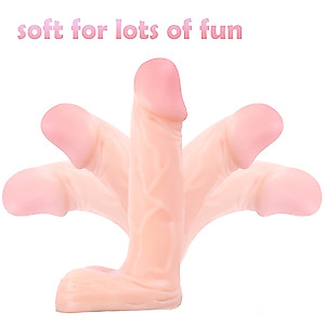 4 Inch Realistic Small Dildo,Beginner Anal Plug,Soft Anal Dildo with Curved Shaft and Balls,Adult Sex Toy Women Men Couples.Experience Multi-Purpose Mini Style(Flesh)