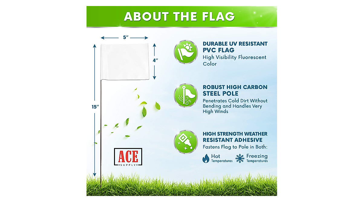 ACE Supply Marking Flags - Durable 100 Pack for Yard Use