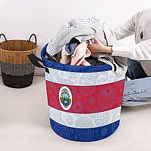 Costa Rica Paisley Flag Large Laundry Basket Hamper Bag Washing with Handles for College Dorm Portable