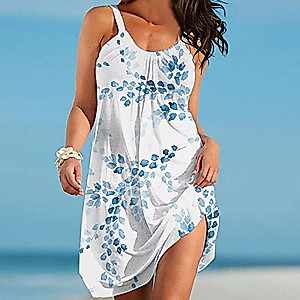 UQGHQO Work Dresses for Women 2023 Women's 2023 Summer Boho Floral Print Square Neck Ruffle Swing Beach Long Maxi Dress