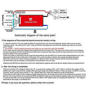 DALY BMS Li-ion 14S 48V 40A PCB Battery Protection Board Common Port with Balance for Lithium Battery Pack Rated 3.7V(Standard BMS,40A)