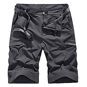 Men's Outdoor Stretch Quick Drying Cargo Pockets Hiking Camping Fishing Athletic Shorts with Multi Pockets Army Military