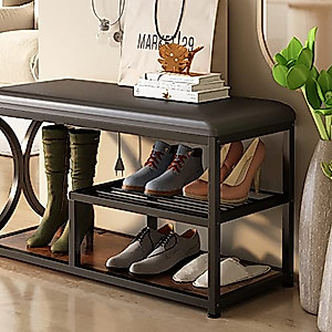 YQ JENMW Shoe Rack Bench for Entryway with Boot Organizer Industrial Entry Bench Shoe Rack Bench for Entryway, Shoe Rack Organizer for Bedroom, Hallway, Bathroom