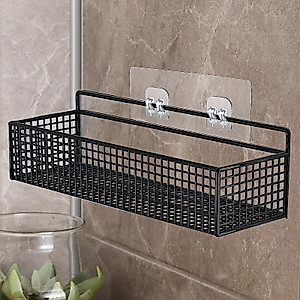 COMNICO 4 Pack Shower Caddy Adhesive Hooks Replacement, Strong Self-Adhesive Sticker No Drilling Waterproof Hanging Hooks for Bathroom Storage Shelves Kitchen Racks (Double Hook,Transparent)