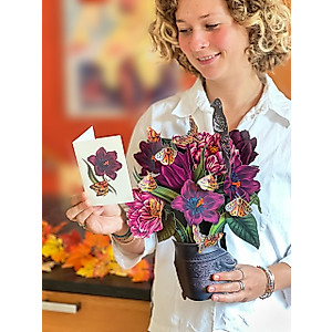 Freshcut Paper Pop Up Cards, Paper Flower Bouquet 3D Popup Greeting Cards with Note Card & Envelope, Birthday Card, Anniversary Card, Get Well Gifts for Women, 12" Moonlight Garden