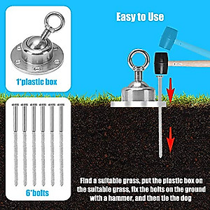 Anipaw 360° Swivel Dog Tie Out Stake, Heavy Stainless Steel Dog Anchor, Yard Stake Rust Proof Dog Tether Hold, 1500 Lbs of Pull Force, Great for Outside Yard Camping Lawn, Suit for Any Kind of Breeds