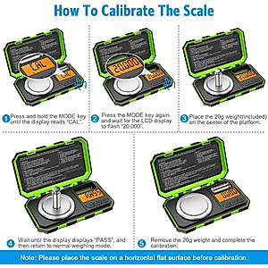 AMIR Professional Digital Mini Scale, 20g-0.001g Pocket Scale, Electronic Smart Scale with 20g Calibration Weight (Battery/Tweezers Included)