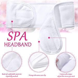 Hoteam 30 Pack Hairband, Polyester Spa Headband for Washing Face Makeup Headband for Shower Bath Sport, Adjustable Towel with Hook and Loop Non Slip, White