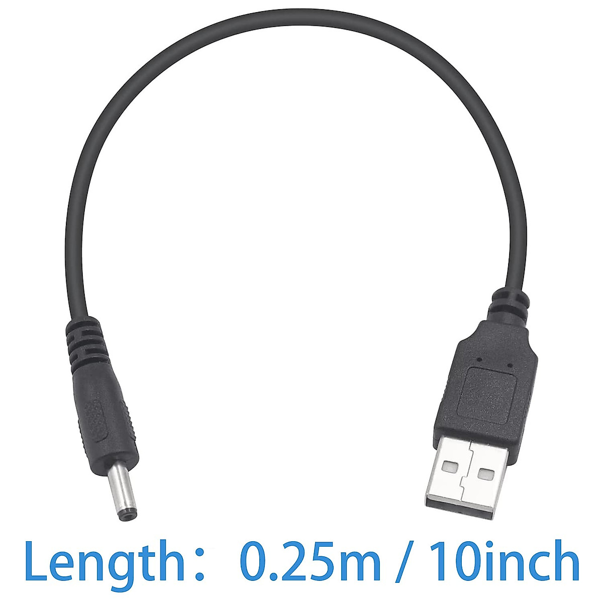 Duttek USB to DC Cable, 3.5x1.35 mm 5V DC Power Charging Cord, Electronics Barrel Jack Plugs USB 2.0 A Male to DC 3.5mm x 1.35mm Male Adapter Converter Cable(10 inch / 25cm)