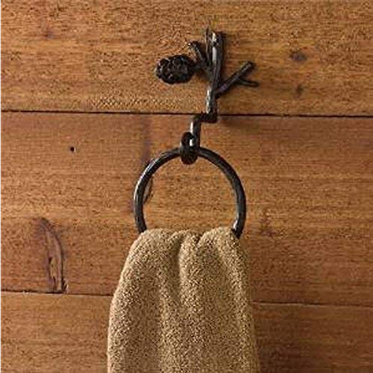 WYJBD Stainless Steel Wall Mounted Bathroom Towel Rack Holder Hotel Storage Holder Resin Pine Cone Round Wrought Iron Towel Rack Kitchen Towel Ring Towel Rack