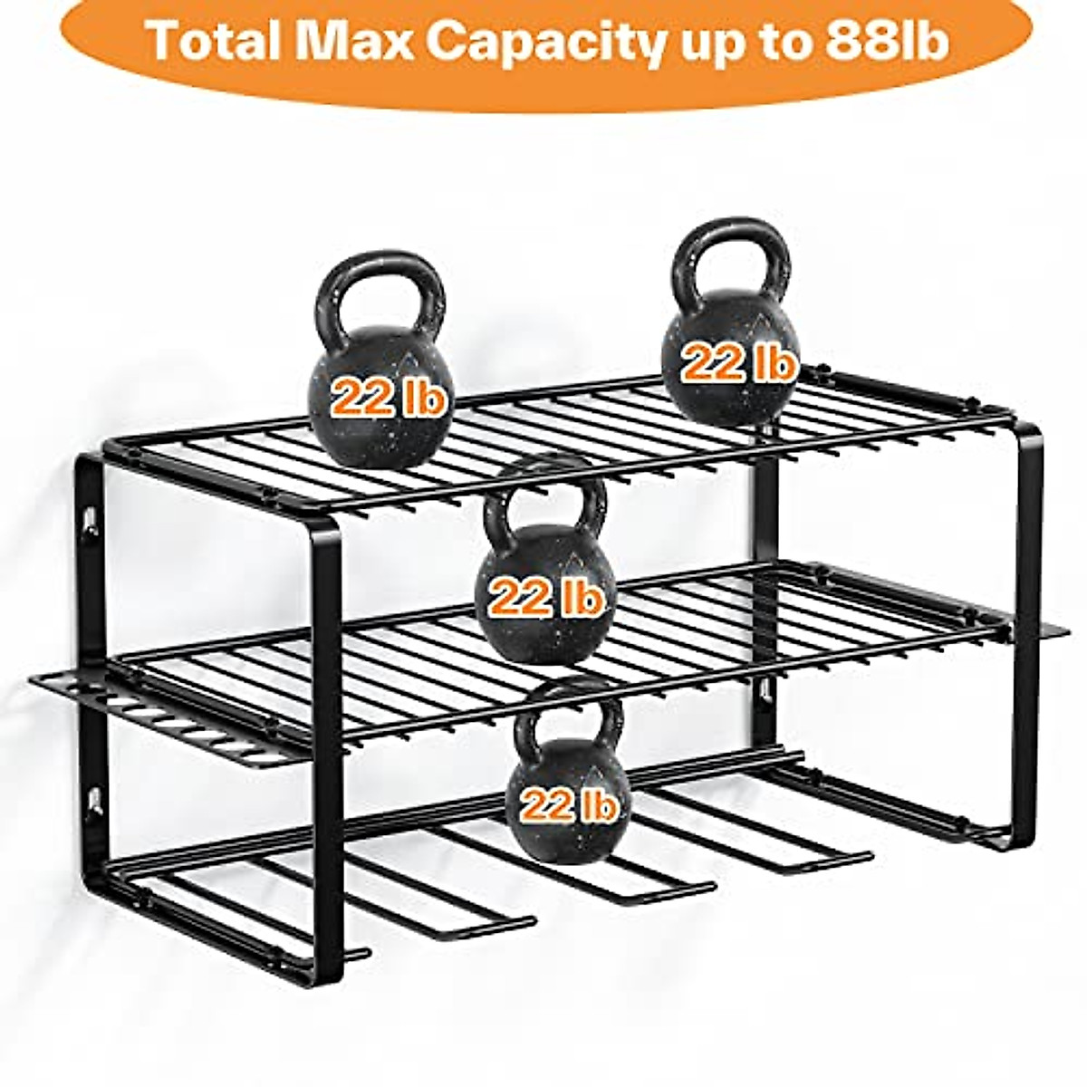 Dr.meter Power Tool Organizer, 4 Drill Holder Garage Tools Organization and Storage - 3 Layers Heavy Duty Metal Tool Shelf Wall Mount - Utility Storage Rack with 4 Extra Hangers, Father Men Dad Gift