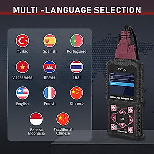 FXTUL M3-C Motorcycle Diagnostic Tool OBD2 Scanner Compatible for UZUKI Vespa EUROV and OBD2 Motorcycle, Universal Car Engine Fault Code Reader CAN Diagnostic Scan Tool