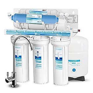 Geekpure 6-Stage Reverse Osmosis RO Drinking Water Filter System with DI Filter TDS to 0-75 GPD