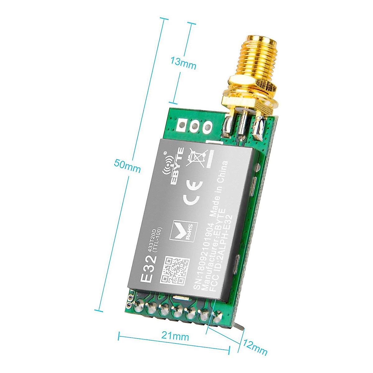 Gowoops SX1278 LoRa Radio Wireless 433Mhz 410~441MHz UART Serial Module Transmitter Receiver + 433Mhz 3dBi SMA Antenna, Compatible with Arduino STM32 51 Single Chip Microcomputer
