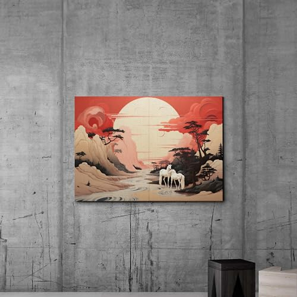 Majestic Black Stallion Galloping In The Clouds, Black Horse On Salt Flats, Canvas Print, Black Horse Print, Black Horse Wall Art