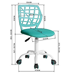FurnitureR Teens Boys Girls Writing Task Chair Low Mid PP Mesh Back Fabric Seat,Home Children Study Chair (Turquoise, 1pc)