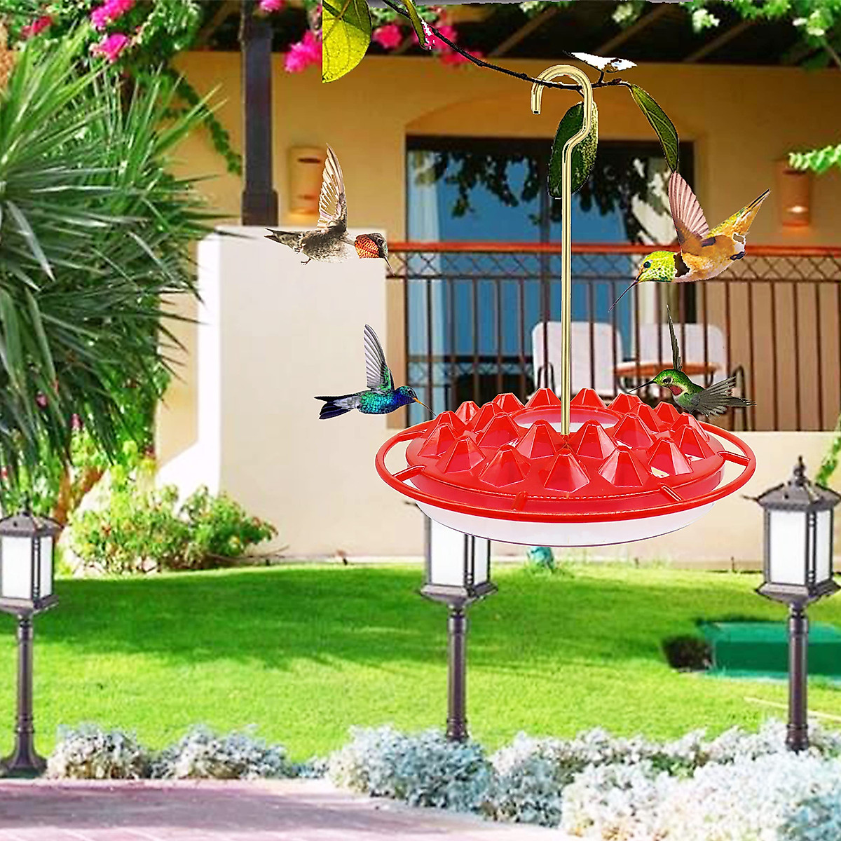 Hummingbird Feeders for Outdoors, Leak Proof, Hanging Bird Feeder for Hummingbirds, with 25 Feeding Ports, Easy to Fill and Clean, Suit for Garden
