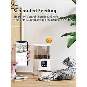 Automatic Cat Feeders with APP Control - 2.4G WiFi Food Dispenser, 6L Automatic Pet Feeder with Voice Recorder, Food Treat Dispenser for Cat & Dog