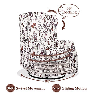 Consofa Swivel Rocker Recliner, Manual Rocker Recliner Chair, Rocking Chair Nursery Reclienr, 360 Degree Swivel Single Sofa with Padded Seat, Rocking Recliners Chair for Adults