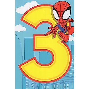 Spidey and His Amazing Friends Spider-Man Spiderman Happy 3rd Third Birthday Card (Age 3) - Who's FEARLESS and AMAZING? Who's GREAT in Every Way? Must Be the LITTLE HERO Whose Birthday is Today!
