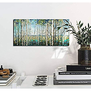 Pogusmavi Green View White Birch Forest Canvas Painting Wall Art Decor Nature Plant Picture Wildlife Trees Landscape Artwork Home Living Room Bedroom Office Wall Decoration Wall Art
