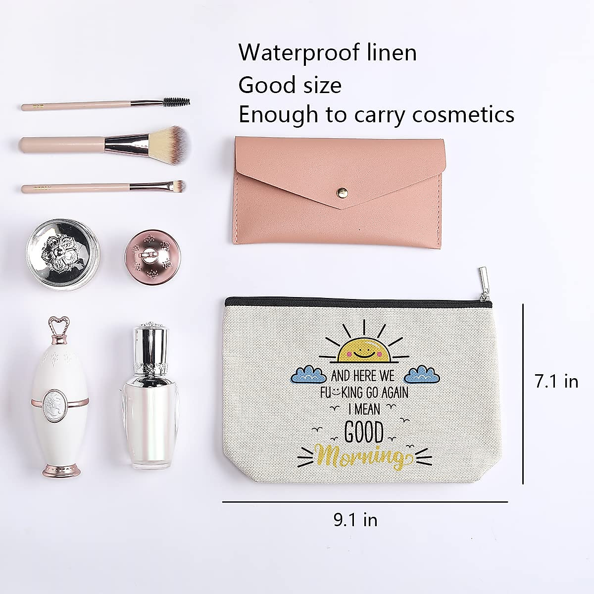 kdxpbpz Funny Makeup Bag for Women Friends Birthday Christmas Gift - Sarcastic Gag Gifts For Women Mother Friend - Travel Toiletry Makeup Organizer Zipper Pouch - I Mean Good Morning