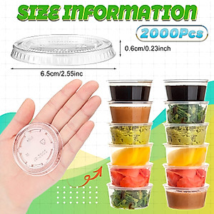 2000 Pcs Portion Cups Lids Disposable Plastic Portion Cup Lids Fits Portion Cups Sizes 1.5 oz to 2 oz for Condiment Cups Beverage Cups, Clear