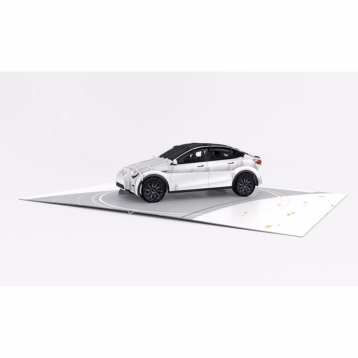 Pop Up 3D Greeting Card for Tesla Model Y New Owners, Fans - Love, Birthday, Christmas, Congratulations, Surprise - Blank Insert Personalized Message - 5x7 Inches - 5 Seats (White - 20" - aB - 5)