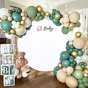 White Round Backdrop Cover 7.2x7.2ft White Circle Birthday Photo Photography Background for Party Baby Shower Wedding Decorations