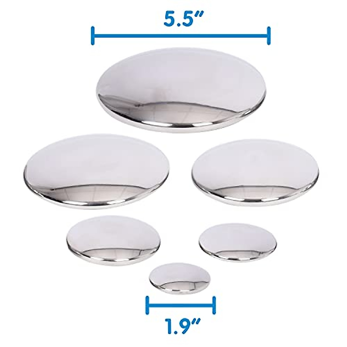 TickiT Sensory Reflective Silver Buttons - Set of 7 - Mirrored Discs for Babies and Toddlers Aged 0+ – Stainless-Steel, Sensory Stacking Pebbles - Stunning Nursery Decor