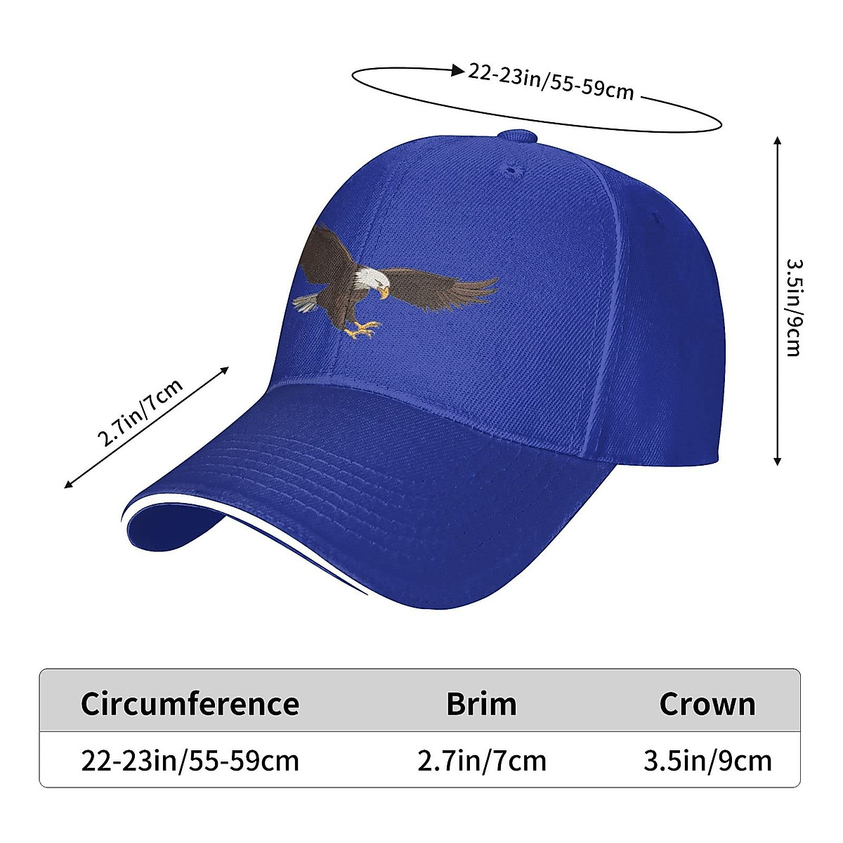 Eagle Baseball Cap Trucker Hat Sun Caps Sports Hats Running for Teenager Men Women Unisex Blue