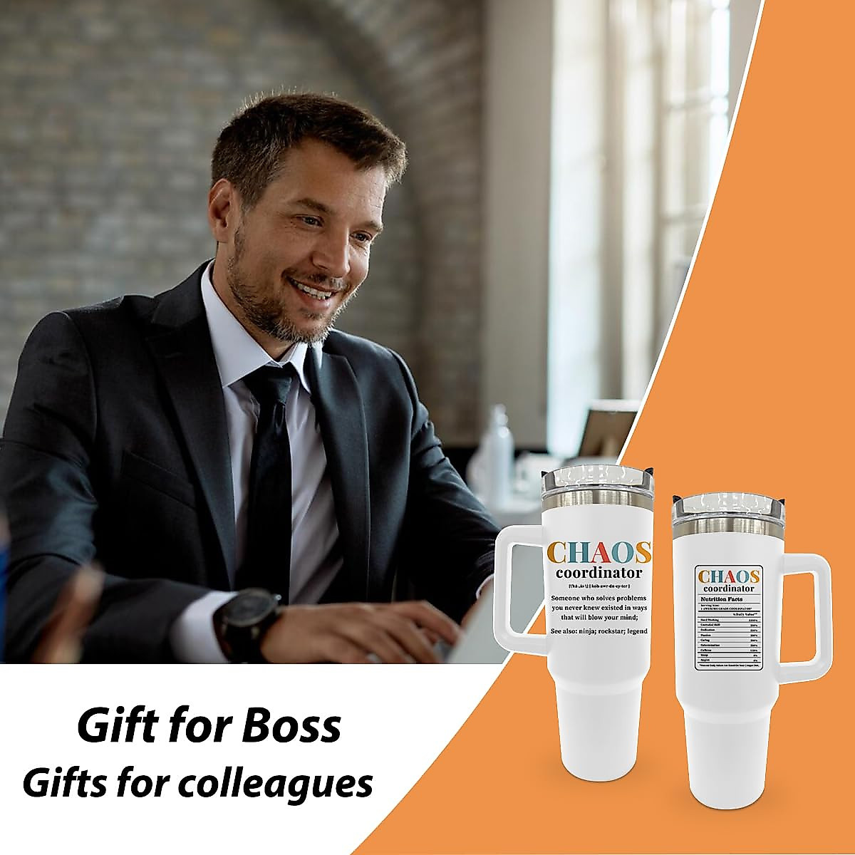 Chaos Coordinator 40oz Tumbler Thank You Gifts Water Bottle Double Wall Travel Coffee Mug Stainless Steel Vacuum Insulated Thermal Cup Boss Lady Gifts for Women Doctor Secretary Birthday Christmas