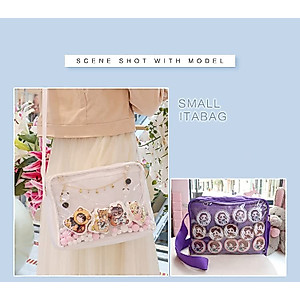 Ita Bag with Insert Large Canvas Shoulder Tote Ita Purse for Cosplay Transparent Canvas Ita Bag (pink)