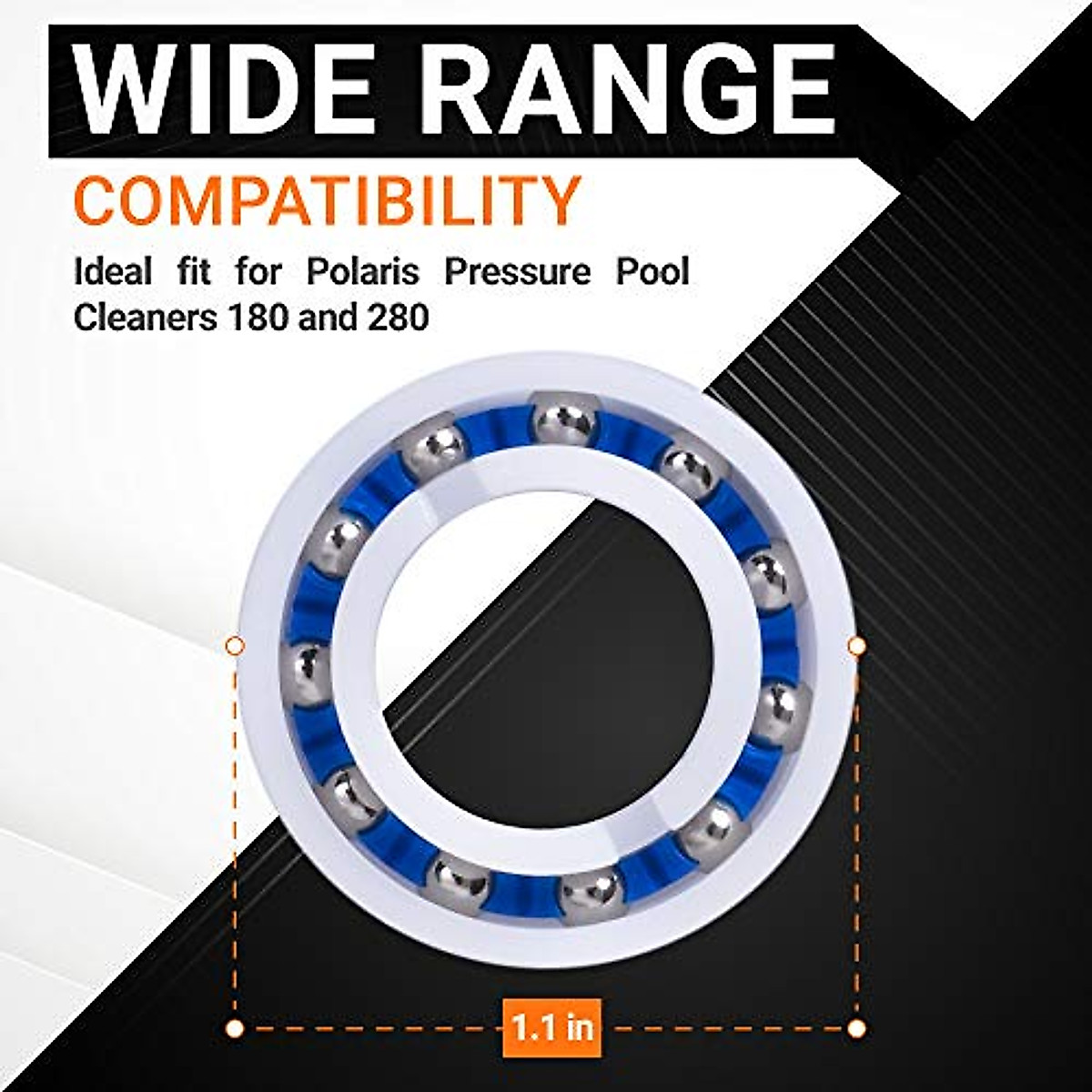 [Upgraded] C-60 C60 Pool Cleaner Wheel Ball Bearings Replacement by BlueStars - Exact Fit for Zodiac Polaris Pressure Pool Cleaners 180 and 280 - Smooth Rotation and Excellent Design - Pack of 8