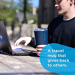 GROSCHE Yukon 30 oz Insulated Coffee Mug with Lid - Durable Travel Mug, Stainless Steel Tumblers, Vacuum Insulated Coffee Tumbler for Hot or Cold Beverages - BLUE