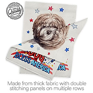 Breeze Decor Patriotic Brindle Tibetan Terrier Garden Flag-Set Wood Dowel Dog Puppy Spoiled Paw Canine Fur Pet Nature Farm Animal Creature House Banner Small Yard Gift Double-Sided, Made in USA
