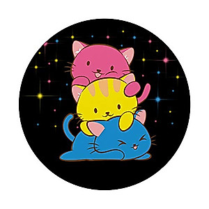 Pansexual Kawaii Cat Anime Art Cute Pan Pride PopSockets PopGrip: Swappable Grip for Phones & Tablets