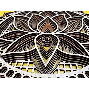 Mandala Wall Art, Mandala Wood Wall Art Decor, Lotus Flower Wall Decoration, Layered Mandala (Small)