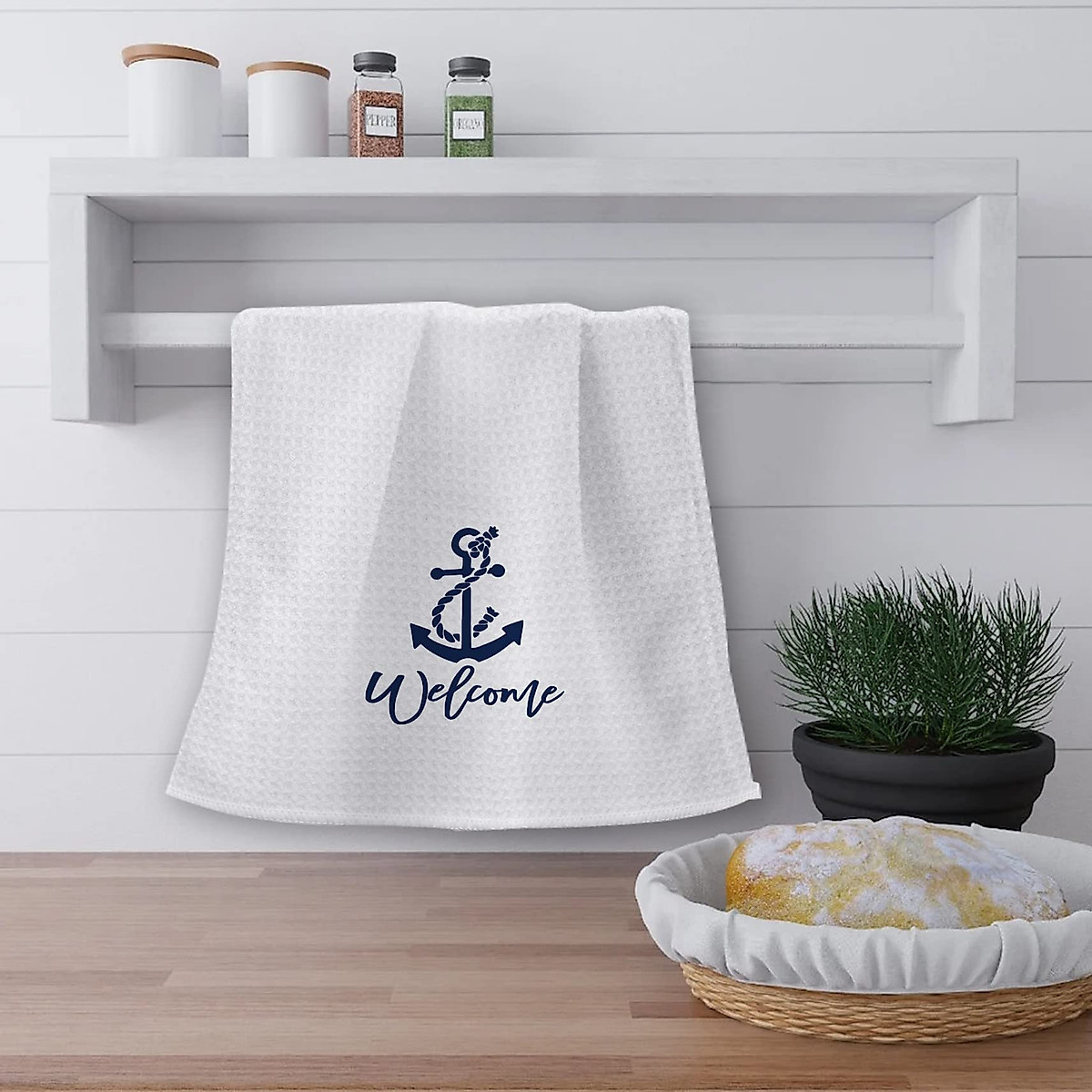 OHSUL Nautical Anchor Highly Absorbent Beach Towels,Kitchen Towels Bath Towels,Welcome Sign Guest Hand Towel for Bathroom Kitchen Hotel Gym Spa Decor,Lake Lovers Ocean Lovers Men Boys Gifts