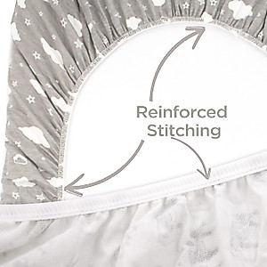 Baby Bassinet Sheet Set for Boy and Girl, 3 Pack, Universal Fitted for Oval, Hourglass & Rectangle Bassinet Mattress, Fitted Sheets Size 32 x 16 x 4 Inches, Grey